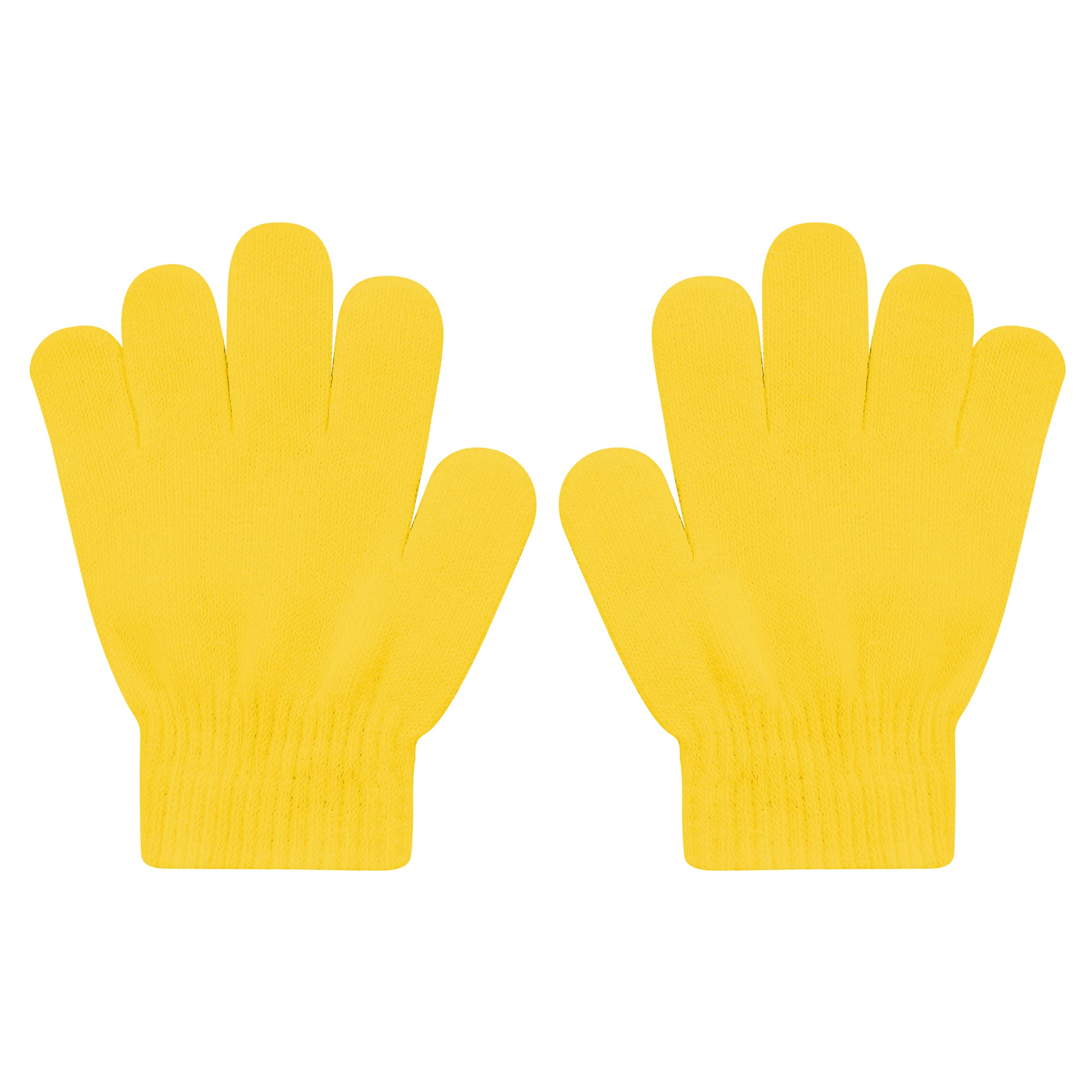 Uttpll Toddler Magic Mittens Kid Gloves Stretch Full Finger Solid Color Winter Protection Warm Knitted Gloves for Boys Girls Supplies Yellow One Size