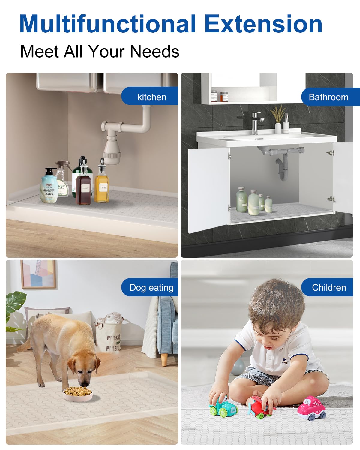 YTSUIZHU Under Sink Mat,【Easy to Clean & Thicker】34" x 22" Under Sink Mat Waterproof for Kitchen & Bathroom Cabinets Protector, Flexible Silicone Under Sink Drip Tray with Lip for Drips, Leaks, Spills