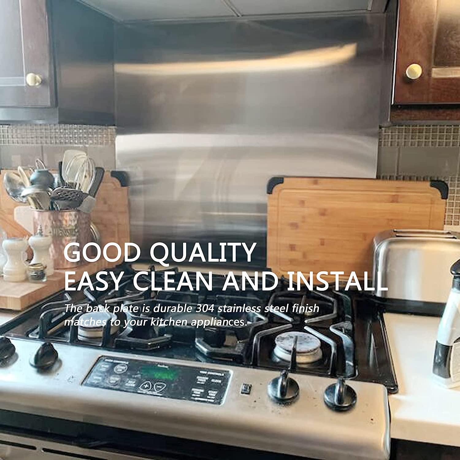 zsttion Stainless Steel Backsplash ,24 x 30Inch Range Hood Stove Backsplash for Kitchen Wall,Stainless Steel Sheet Four Pre Drilled Holes for Easy Installation (1)