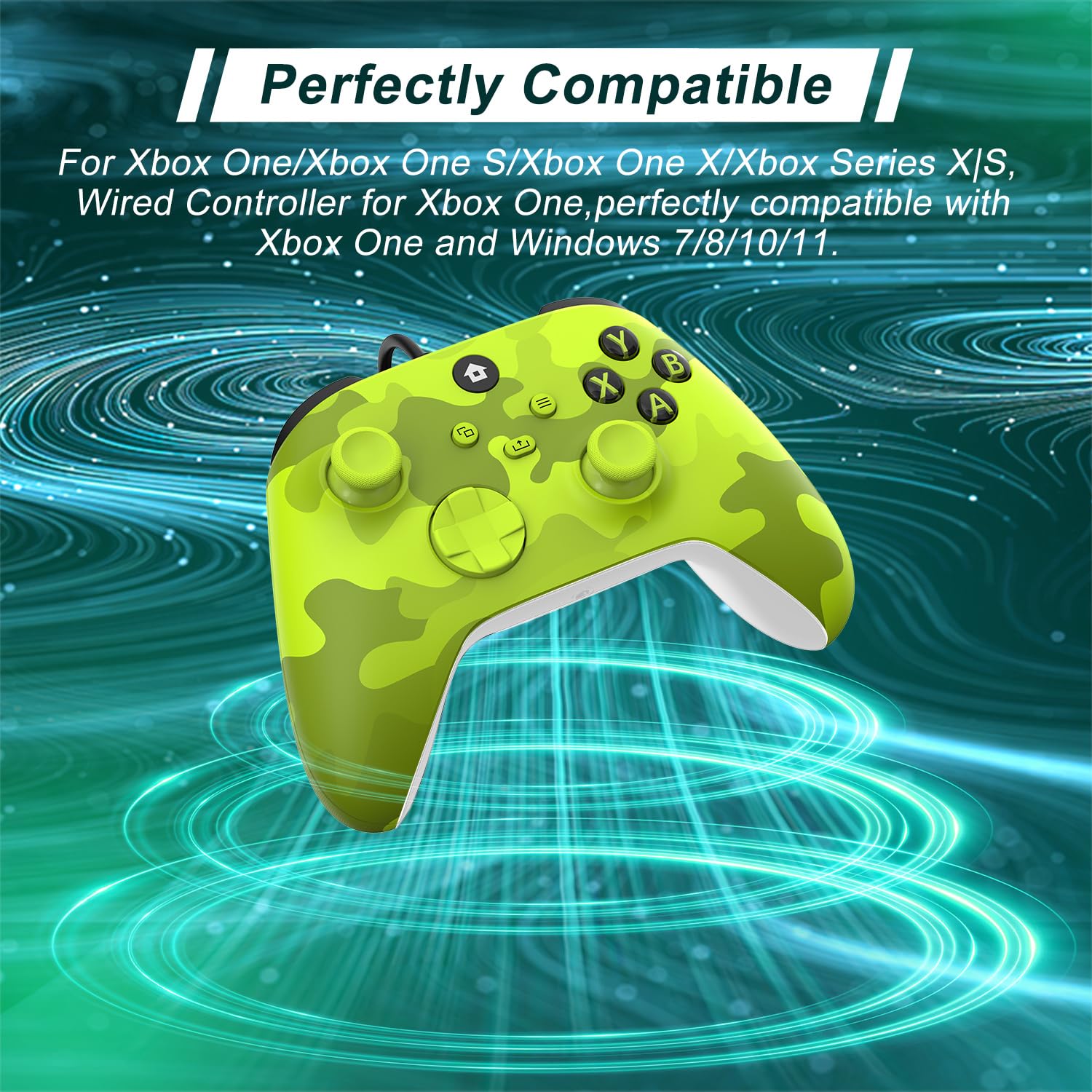 XUANMEIKE Wired Controller for Xbox Series X|S, Game Controller, Gamepad, Compatible with Xbox One, Xbox Series X/S, Windows 7/8/10/11 (Camo Electric Volt)