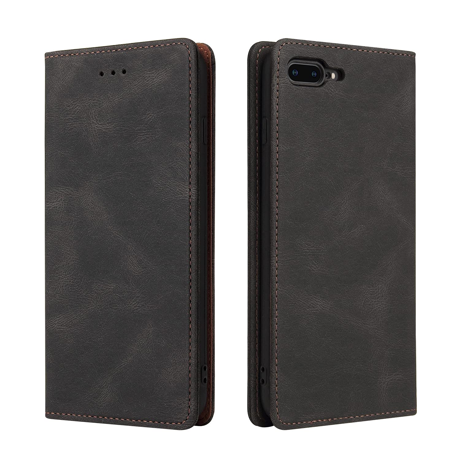 ZCDAYE Case for iPhone SE 2022 5G/iPhone SE 2020/iPhone 7/iPhone 8, PU Leather Lightweight Folding Phone Case for iPhone SE 2022(SE3)/iPhone SE 2020(SE2)/iPhone 7/8- Black