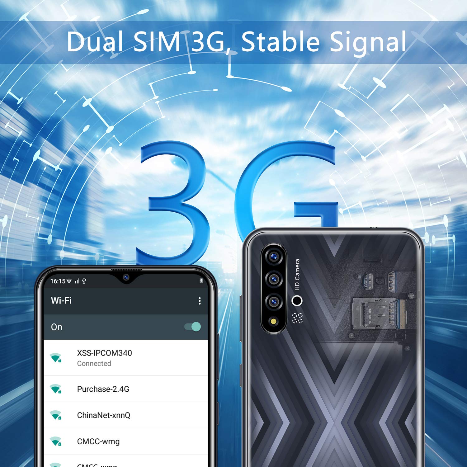Xgody X30 Unlocked Cell Phone,Android 9.0 Mobile Phones Cheap,Dual Sim-Free Smartphone with 6.53 inch HD(20:9) Waterdrop Screen,5MP + 16GB ROM(Black X30)
