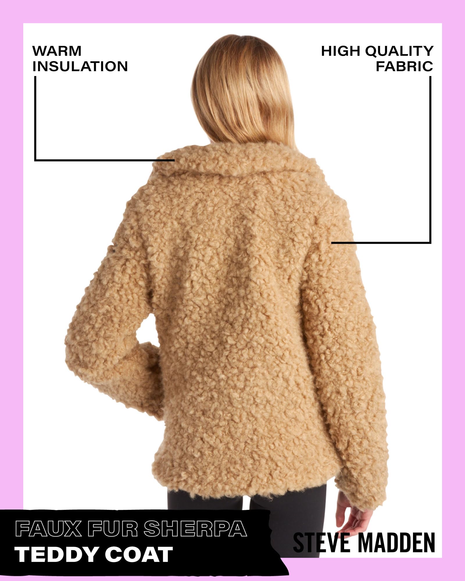 Steve Madden Girls' Jacket – Zip Up Sherpa Fleece Sweatshirt Jacket – Casual Teddy Coat for Girls (4-16), Size 7-8, Taupe