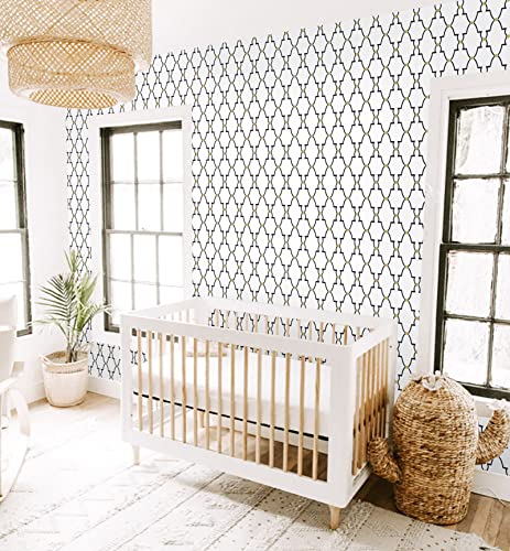 Timeet Black and White Trellis Wallpaper Peel and Stick Wallpaper 17.7"x78.7" Self Adhesive Removable Wallpaper Waterproof for Shelf Liner Drawer Room Wall Decor Film Vinyl Roll
