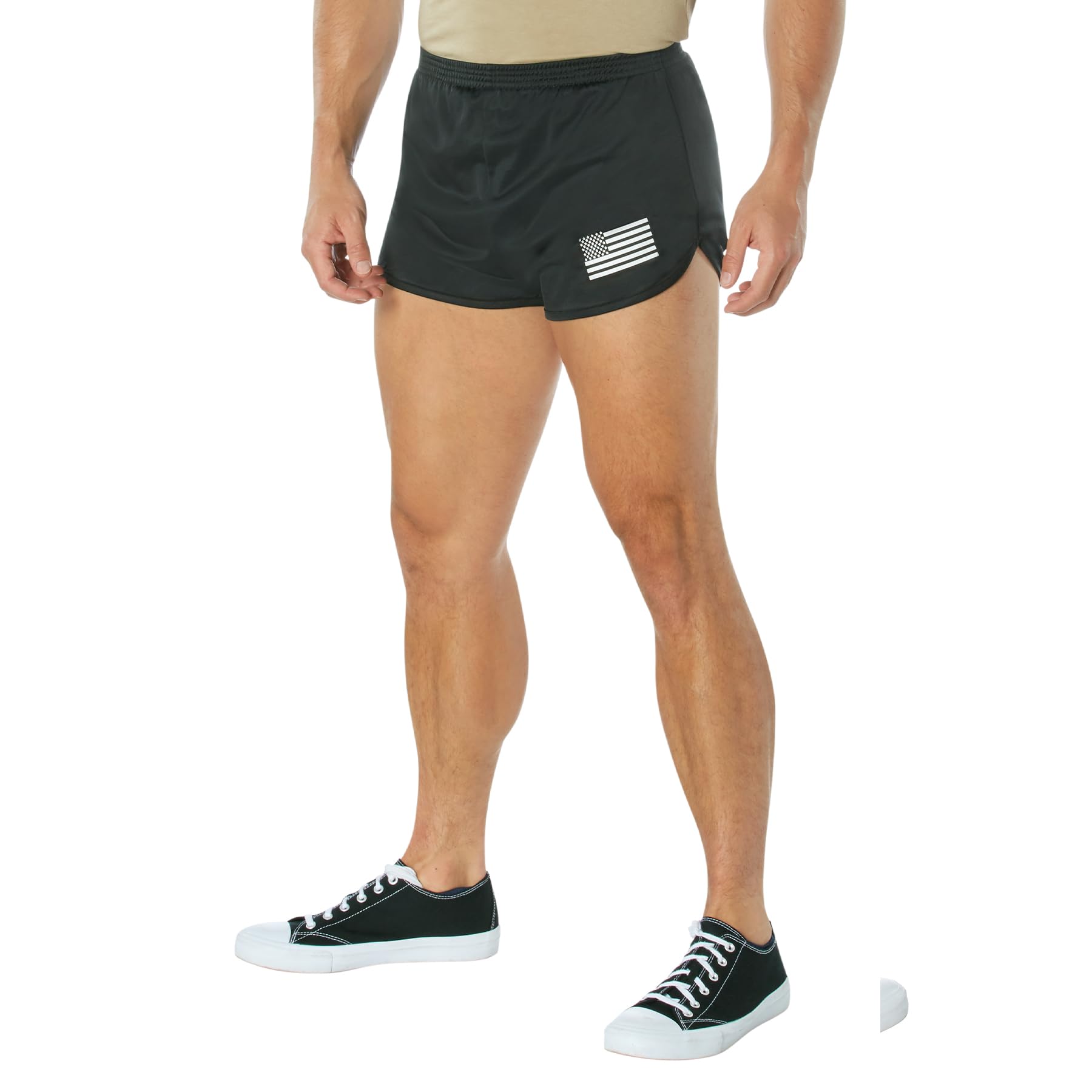 Rothco US Flag Ranger PT (Physical Training) Shorts - Medium Black