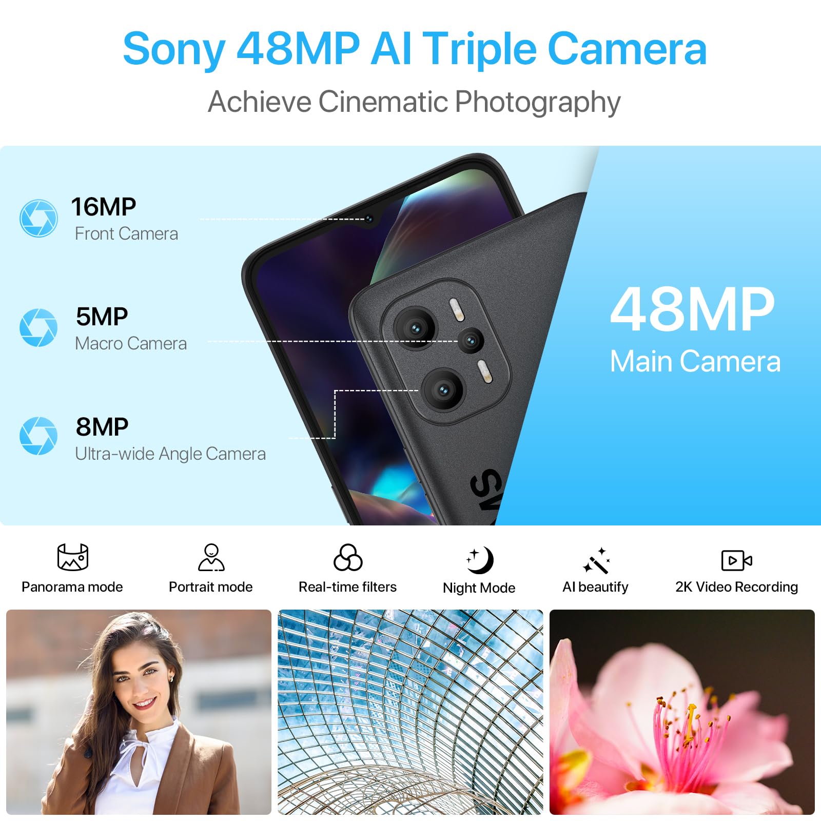 UMIDIGI F3 Pro 5G Unlocked Cell Phone, Android 13, 12(6+6)GB+128GB, 48MP Main Camera, 6.6" FHD+ Display, Octa-Core Processor, 6000mAh Battery, Dual 5G, NFC