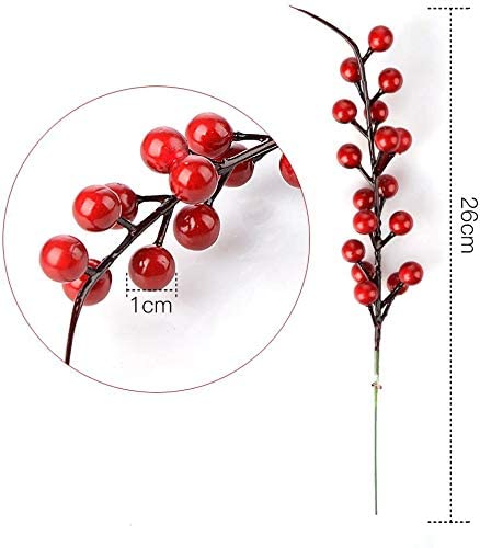 UWIOFF 12 Pack Artificial Red Berry, 10.2" Holly Christmas Berries Stems for Christmas Tree Wreath Decorations, Crafts, Festival Holiday and Home Decor