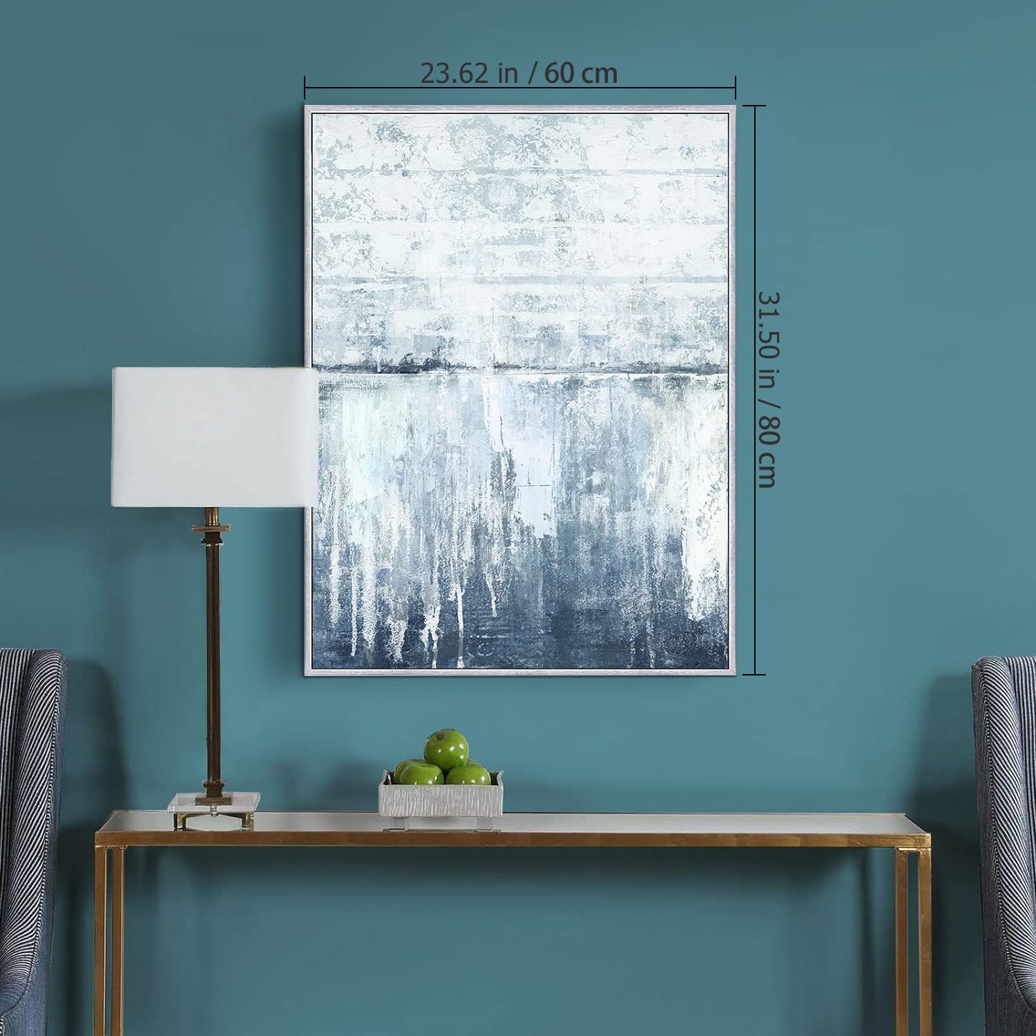 Zessonic Abstract Canvas Wall Art Prints for bathroom, Blue and white Modern Creative Artwork Pictures Ready to Hang for Living Room Bedroom Office Kitchen Décor (24Wx32L, Blue & White