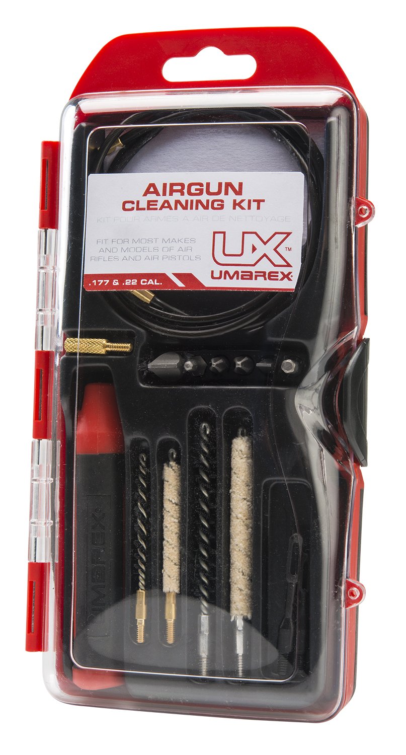 Umarex .177 and .22 Caliber Air Gun Cleaning Kit - Includes Cleaning Rod, Brushes, Mops, Cleaning Pellets, and Driver Set, Black