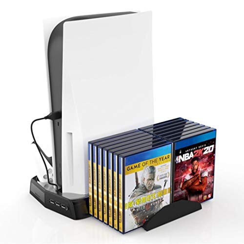 YSYY Game Handle Charging Base, Cooling Fan Base Multi-Function Storage Dish Rack Bracket Seat for PS5