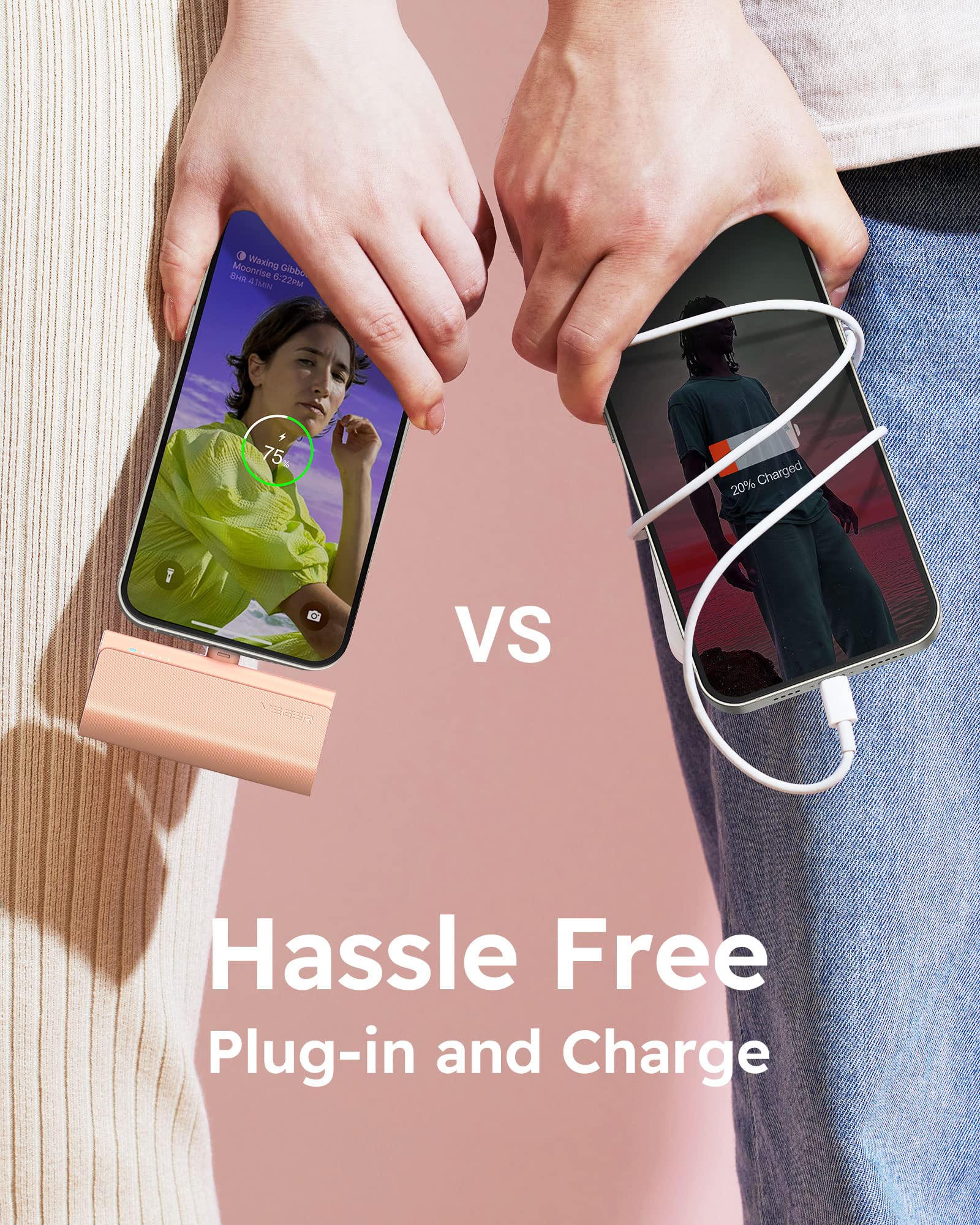 VEGER Portable Charger, USB C Power Bank, 5000mAh Mini Battery Pack Fast Charging 20W Small Charging Bank for Samsung Galaxy S21, S20, S10, S9, Note 20, Pixel, Moto, LG, Oculus Quest, Android Phones
