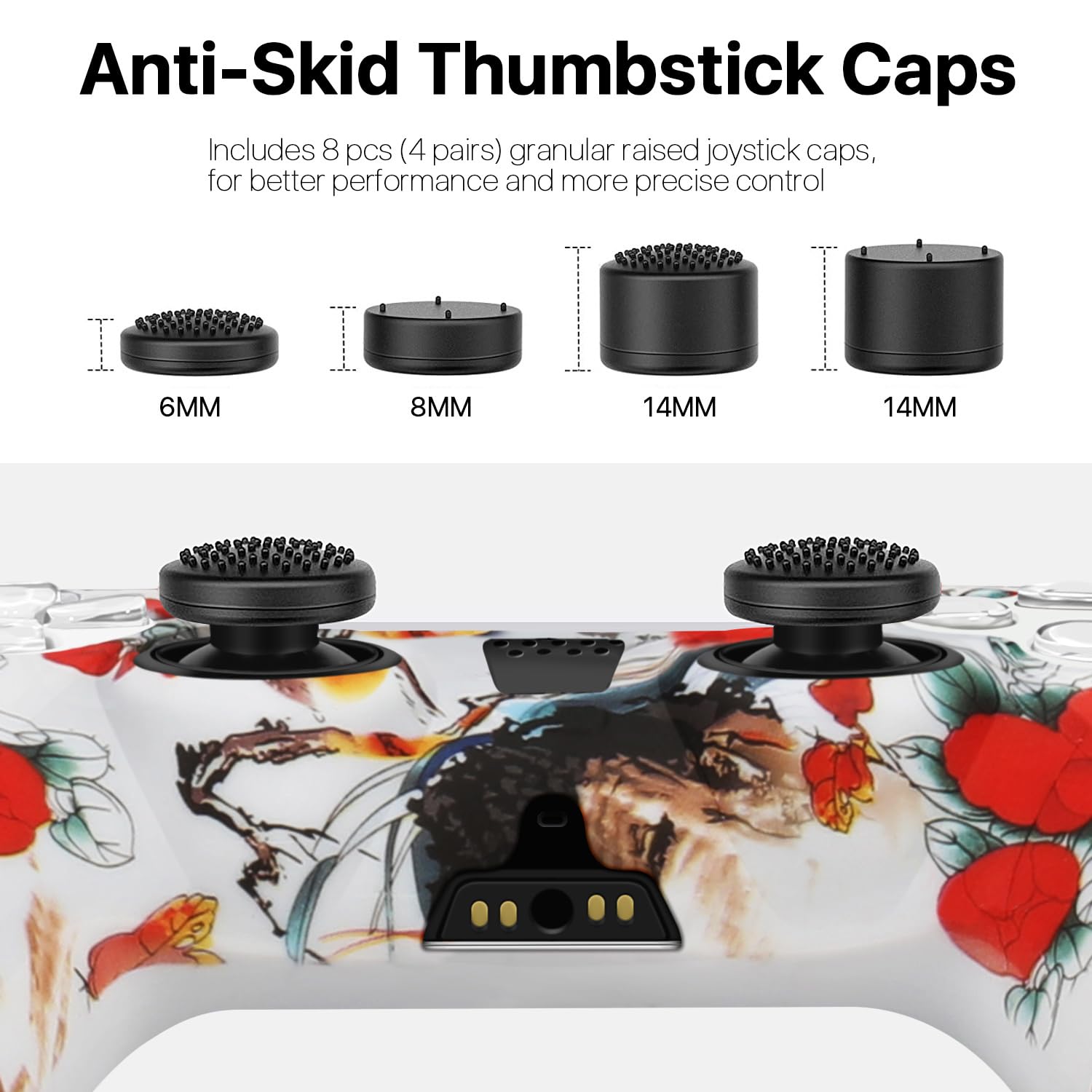 TNP Controller Case for PS5 Silicone Controller Skin for Dualsense Cover + 8 Pro Thumb Grips Set Sony Playstation 5 Skins Accessories Skull with Ergonomic Textured Grip
