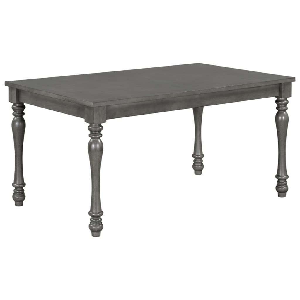 ZHYH 6 Piece Wooden Dining Table Rectangular Table with Turning Legs 4 Upholstered Chairs and Dining Room Bench