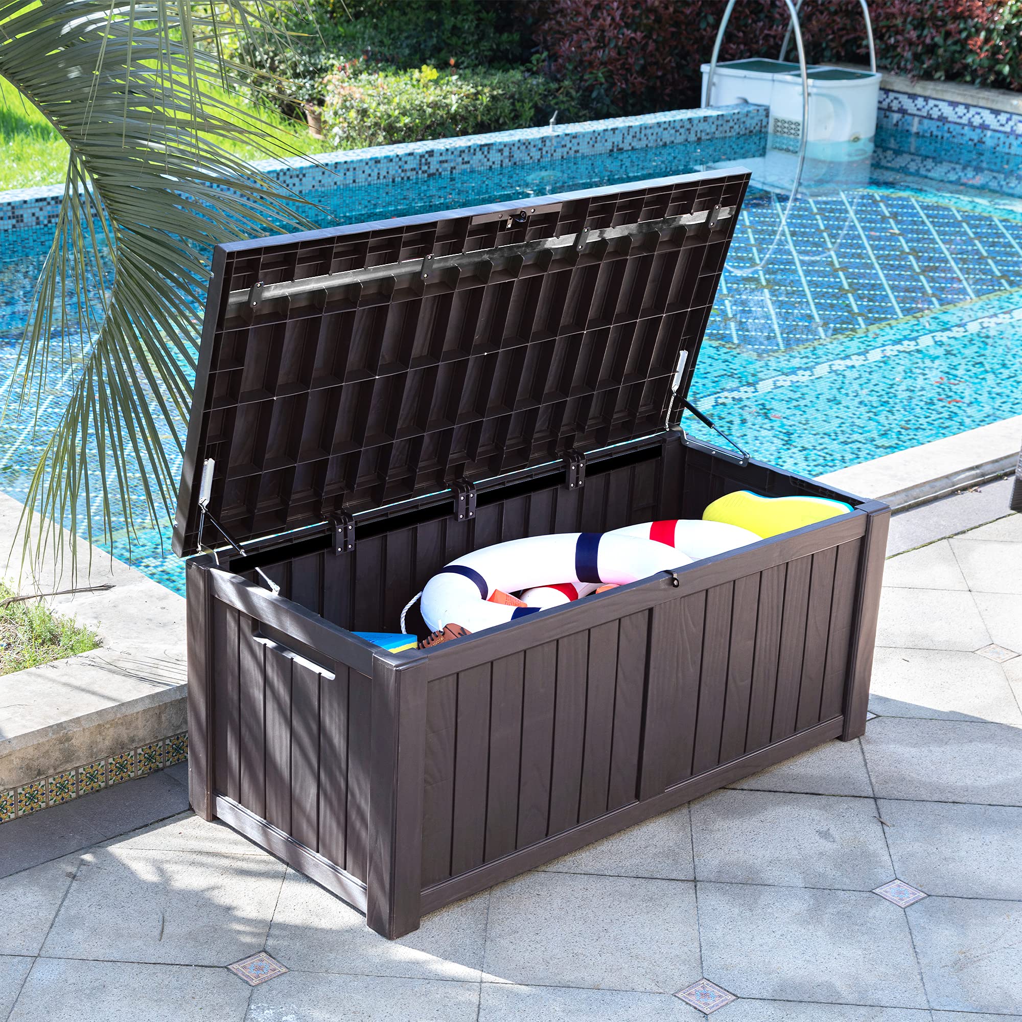 YITAHOME 120 Gallon and 30 Gallon Outdoor Storage Deck Boxes, Large and Small Resin Patio Storages
