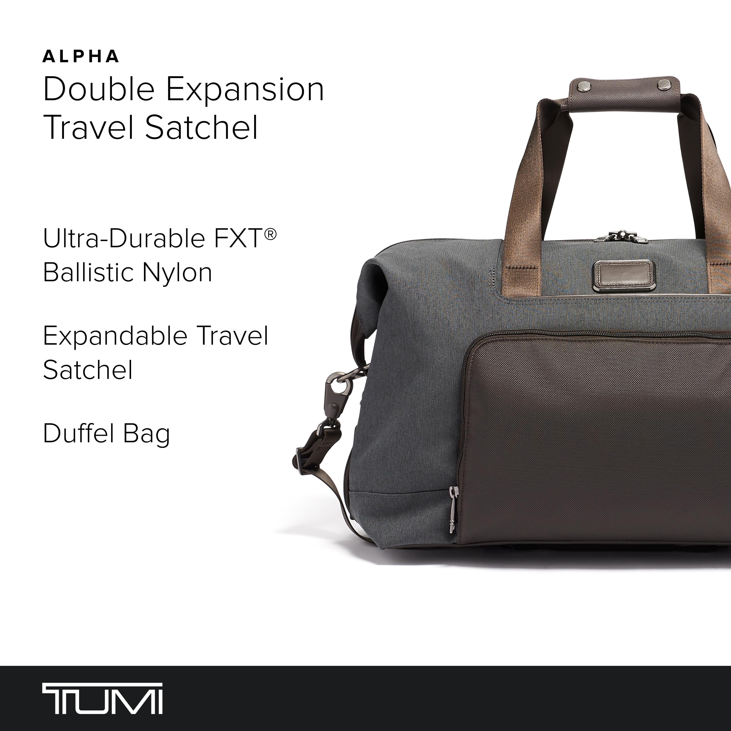 TUMI Alpha Double Expansion Travel Satchel - Business Duffel Bag for Men & Women - Weekend Travel Bag with Shoulder Strap - Olive Night