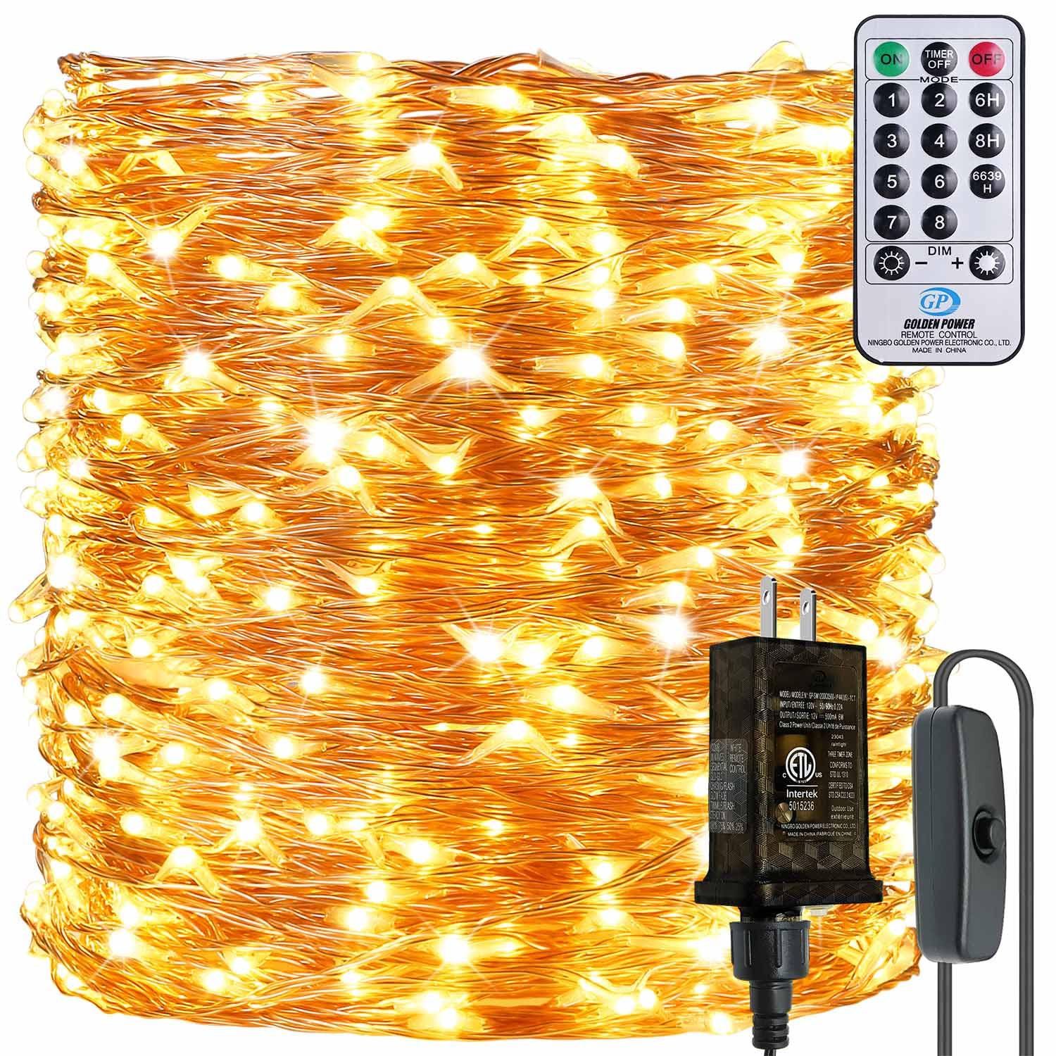ZAECANY 165Ft Ultra Long 500 LEDs String Lights Plug in, with Switch/Timer, Waterproof Dimmable Copper String Lights for Home/Holiday Decor, 8 Modes Fairy Lights with Remote, Warm White UL Listed