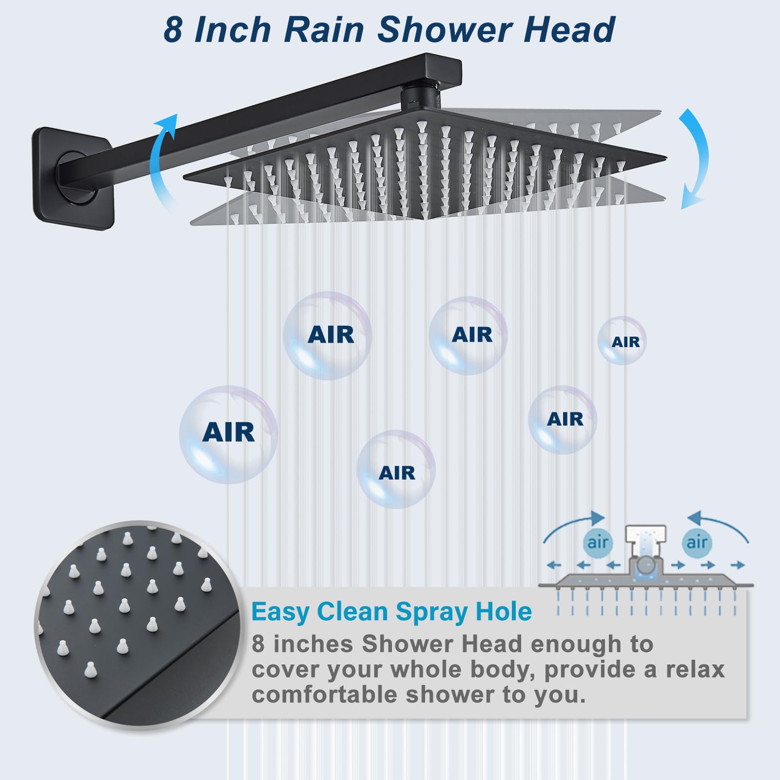 ๐๐จ๐ญ๐๐ฆ๐ฎ๐ญ๐ ๐๐ก๐จ๐ฐ๐๐ซ ๐
๐๐ฎ๐๐๐ญ ๐๐๐ญ Black Shower Faucet with 8 Inch Shower Head and Handheld Rainfall Shower System Shower Faucets Sets Complete with Brass Valve