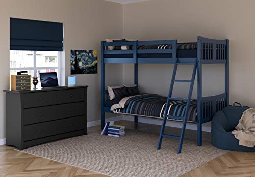 Storkcraft Caribou Twin-over-Twin Bunk Bed (Navy) β GREENGUARD Gold Certified, Converts to 2 individual twin beds