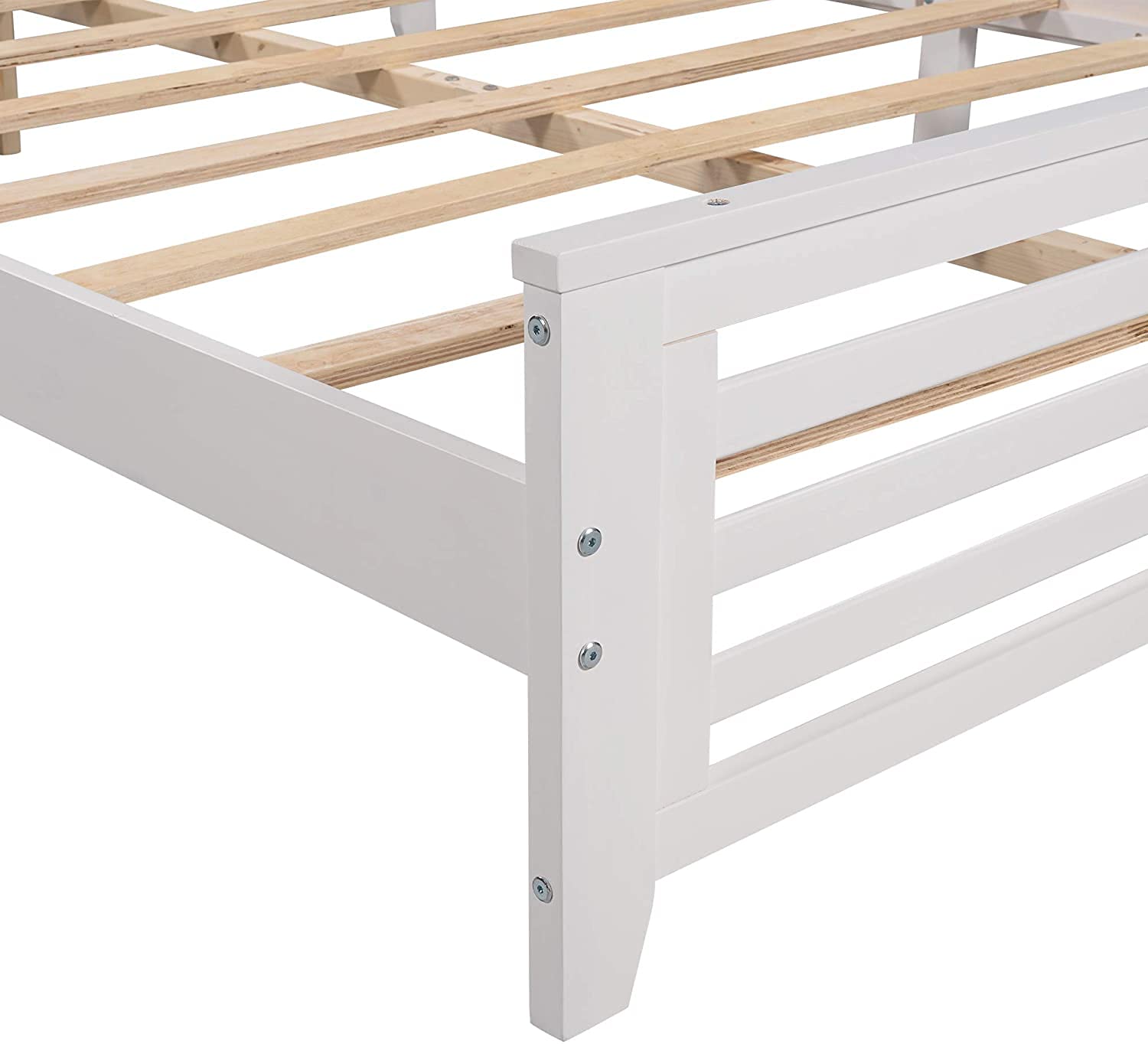 STP-Y Queen Bed Frame with Headboard Wood Platform Queen Bed,No Box Spring Needed (White, Queen) (Color : White, Size : Queen)