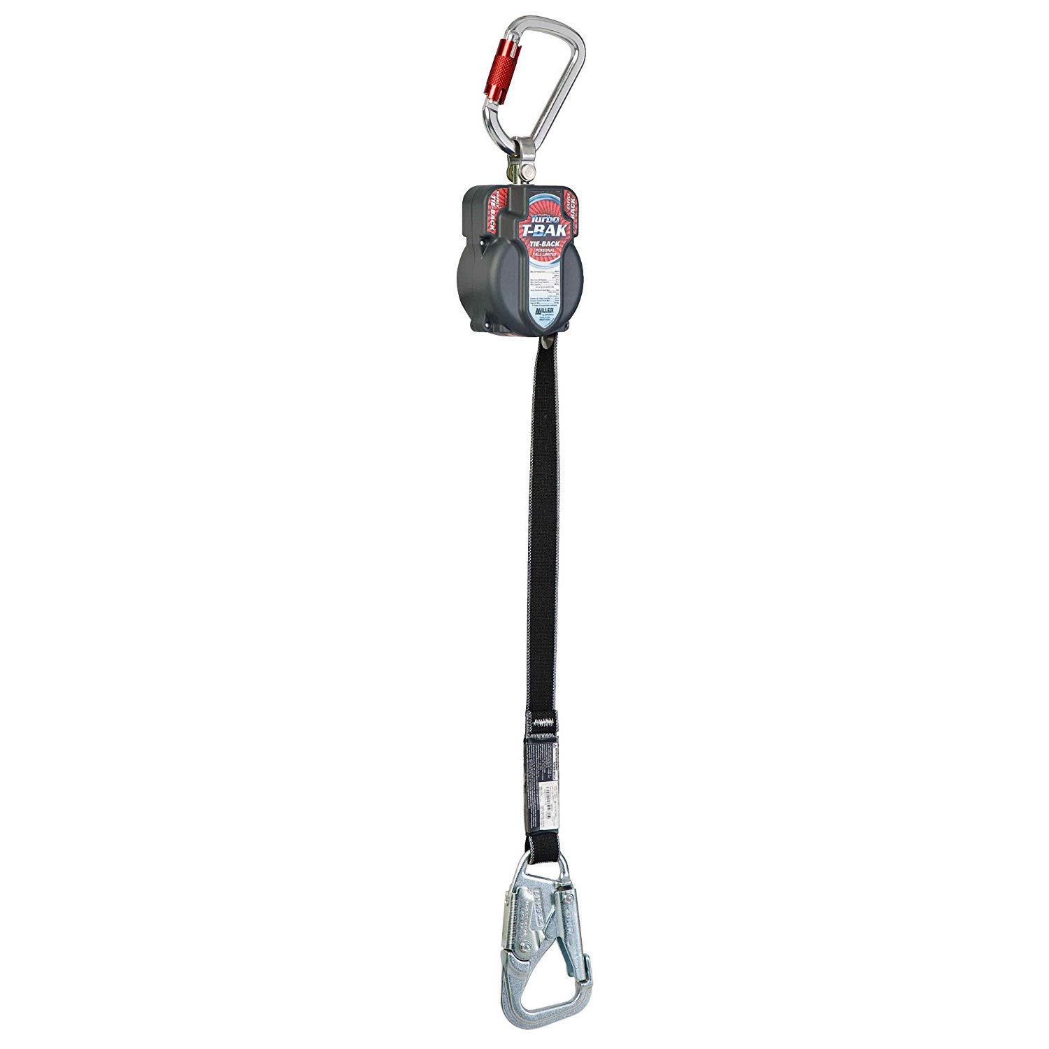 Turbo T-Bak 7.5'L Fall Limiter, Aluminum Twist-Lock Carabiner