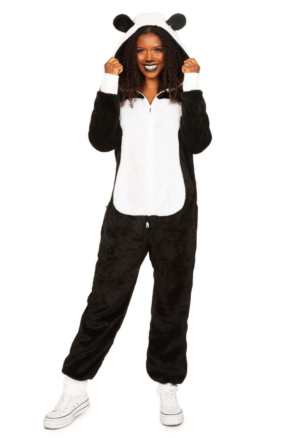 Tipsy Elves' Women's Panda Costume - Cute Black and White Bear Halloween Jumpsuit Size Small