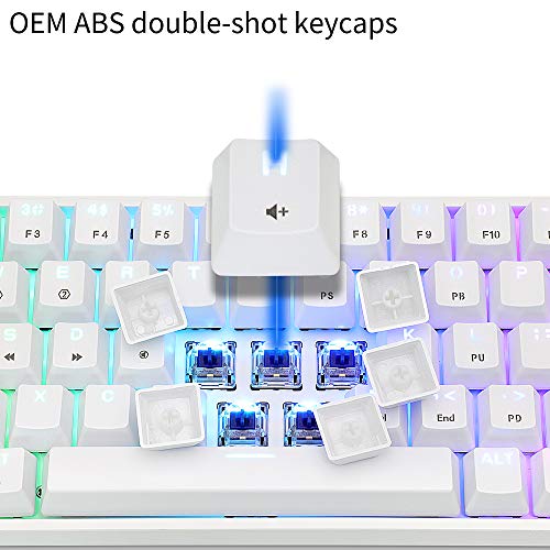 YUNZII SK64 64 Keys Hot Swappable Optical Mechanical Keyboard with ABS Shine-Through Keycaps, RGB Backlit, Programmable for Win/Mac/Gaming (Gateron Optical Brown, White)