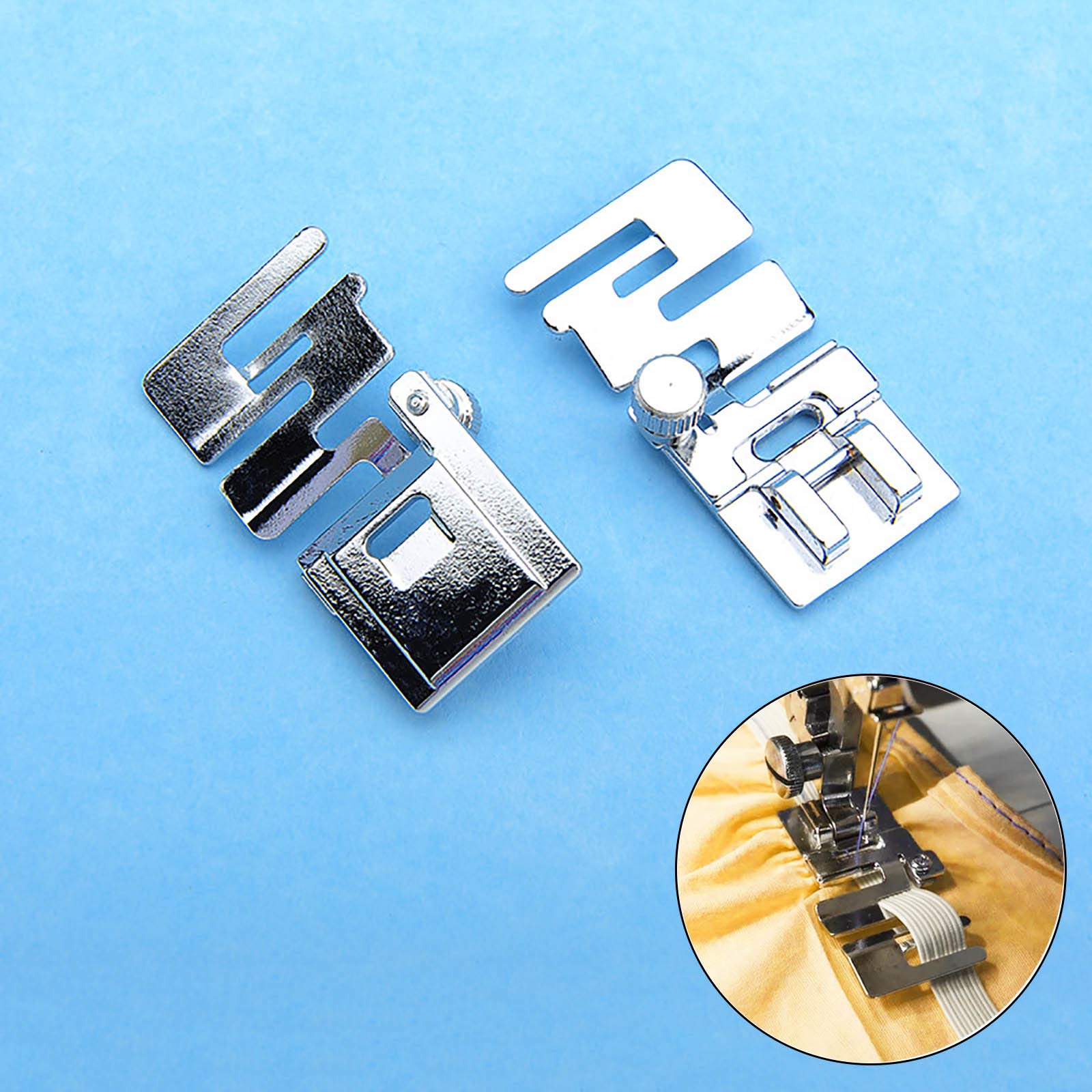 VANICE Domestic Sewing Machine Presser Foot Elastic Snap On Cord Band Fabric Stretch Foot for Brother, Singer, Feiyue, Janome, Juki, etc