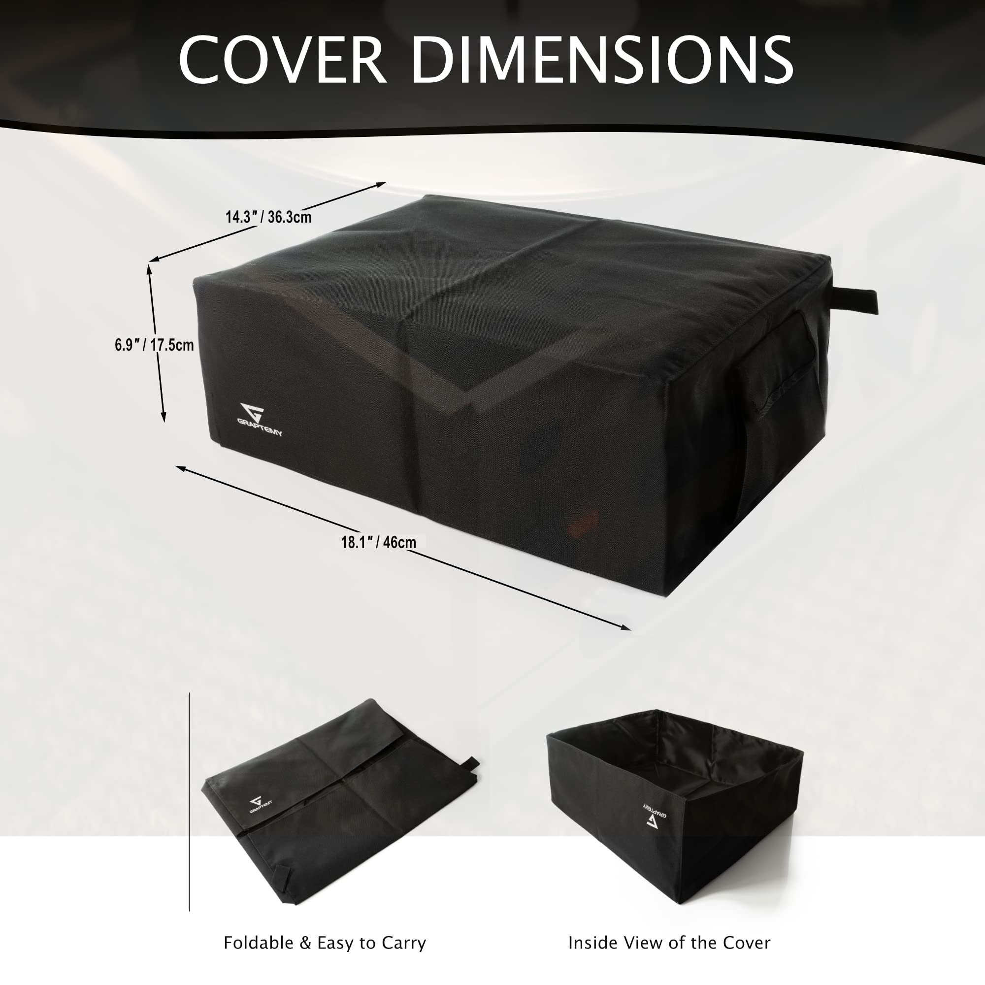 Turntable Dust Cover - 600D PVC Waterproof Protection Turntable Cover, Side Pocket and 2-Finger Pull Tab Record Player Cover - Compatible with Most Standard Record Player Dust Cover