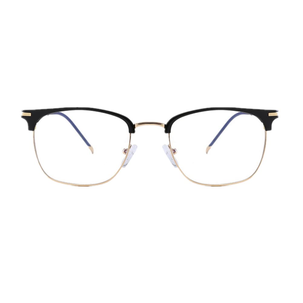 Shiratori Vintage Retro Half Frame Horn Rimmed Optics 43mm Clear Lens Glasses Gold