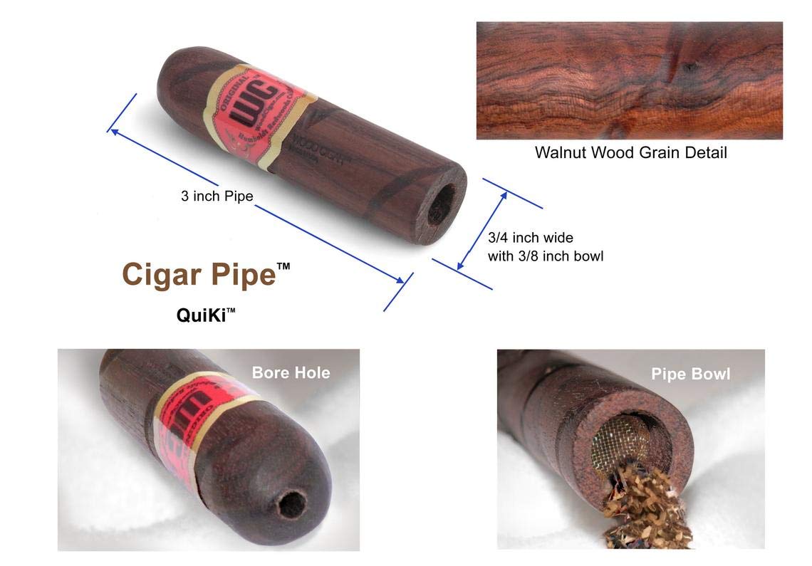 Stogie Pipe - Cigar Pipe Wooden Stogie (Walnut, 3")