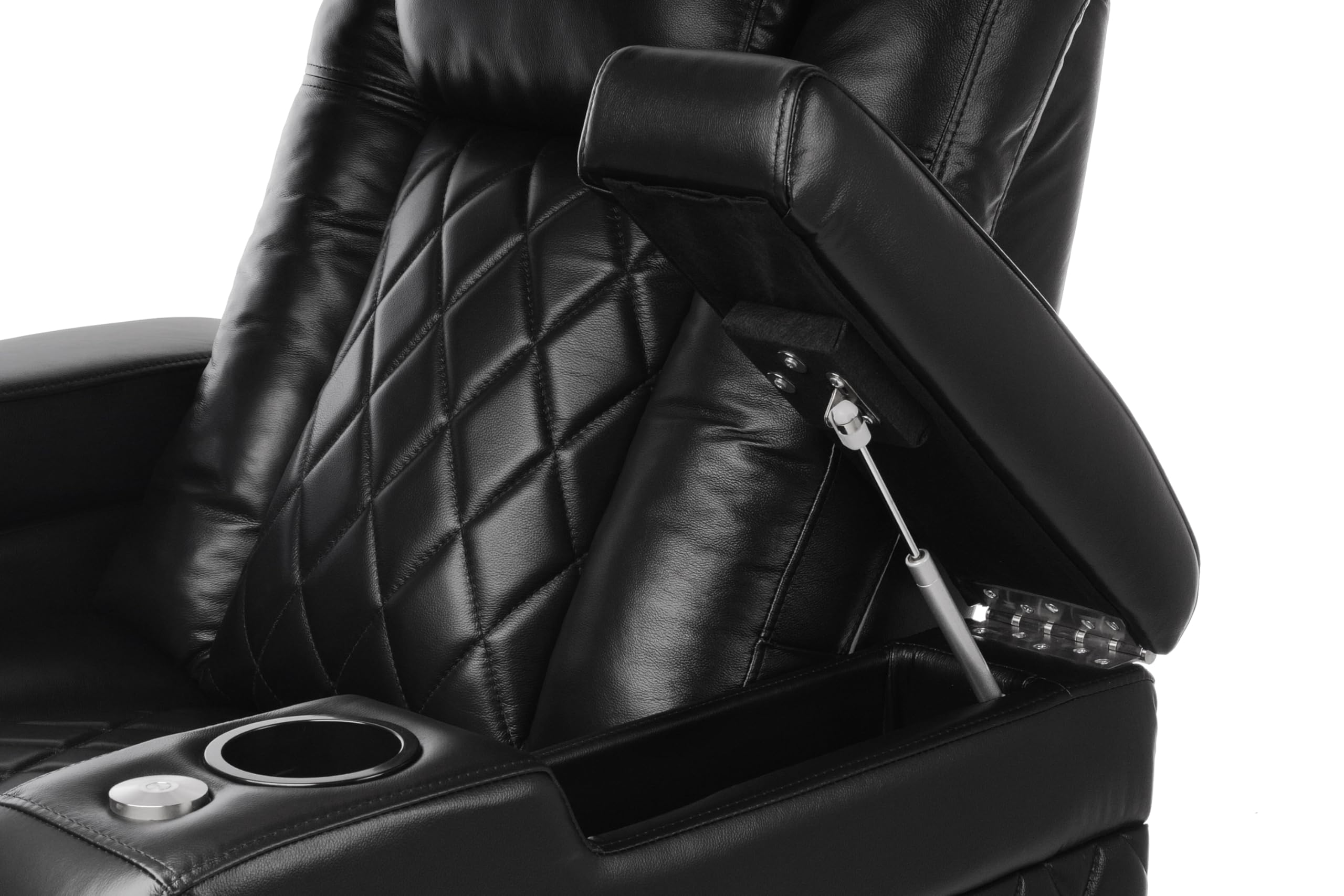 Valencia Tuscany Home Theater Seating | Premium Top Grain Italian Nappa 11000 Leather, Power Reclining, Power Lumbar Support, Power Headrest (Row of 4, Black)