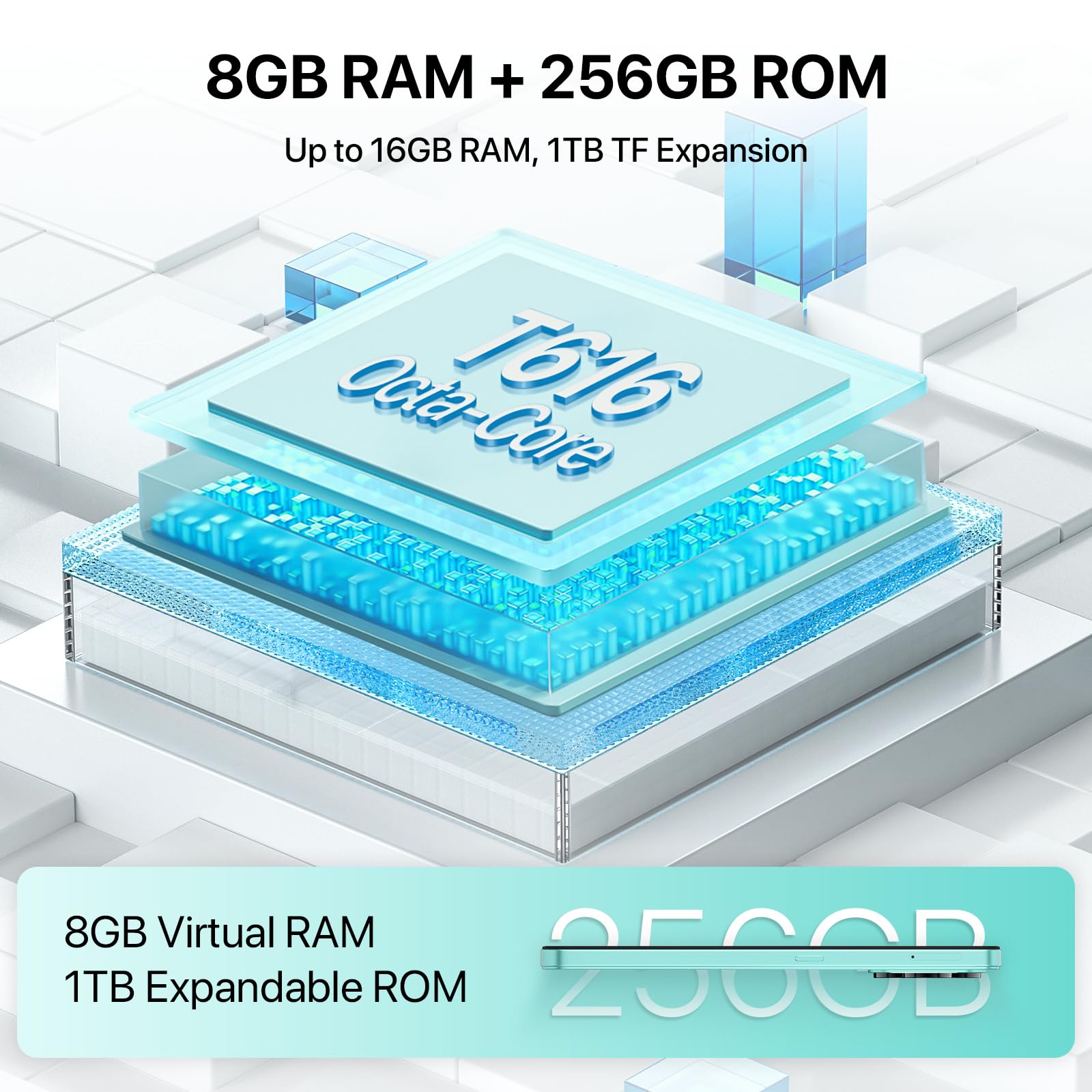 UMIDIGI A15 Cell Phones 16(8+8)G+256G, Android 13 Mobile Phone, 64MP Main Camera Octa Core Smartphone Unlocked 6.7β HD+ Full-View Waterdrop Screen, 5000mAh Battery 20W Fast Charging, 4G Dual SIM, NFC