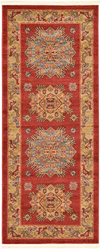 Unique Loom Sahand Collection Traditional Geometric Classic Red Runner Rug (2' 7 x 6' 7)