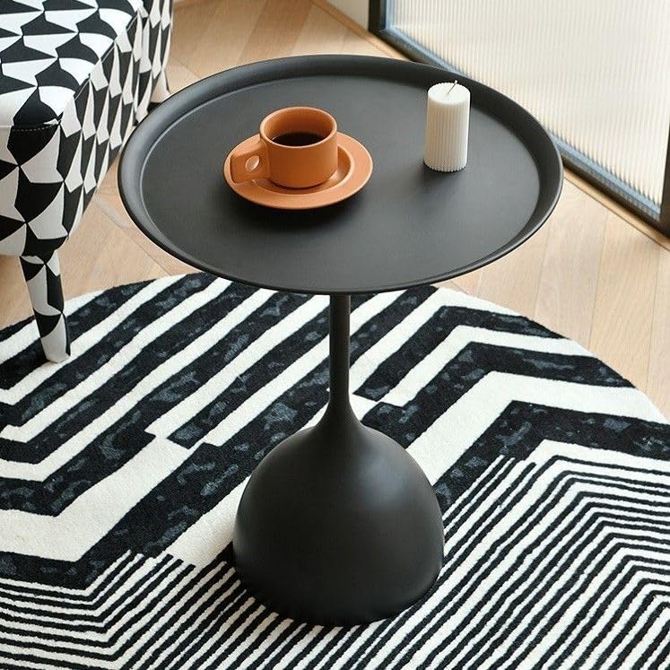 TUSOPORT Modern Nesting Tables, Black, Round, Metal, 24x19x11 inches, 2 Pieces, 40lbs Load Capacity