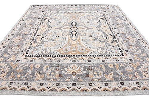 Unique Loom Tradition Collection Classic Southwestern Casual Design Area Rug (8' 4 x 8' 4 Square, Gray/ Ivory)