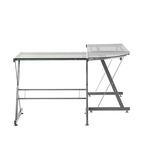 Yyl Computer Desk Gaming Desk Glass Computer Home Office Toughened Glass L Shaped Gaming Gamer Command Center Workstation Desk for Small Spaces (Color : Glass)
