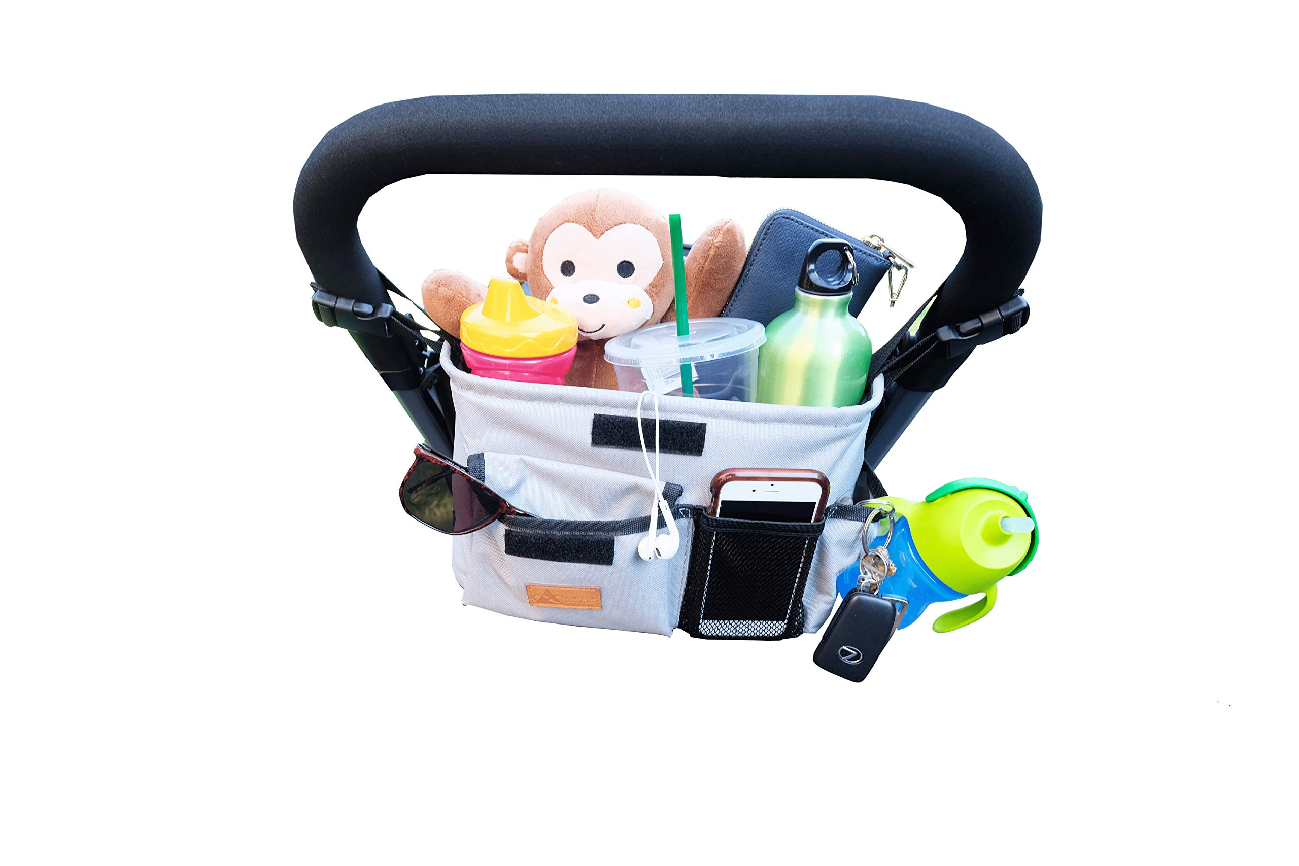Stroller Organizer With Cup Holders - Carry-All Parent Organizer | Universal Secure Fit, Extra Storage, Easy Installation, Non-Slip | Stroller Accessories Bag | Caddy Parent Console | Shower Gift