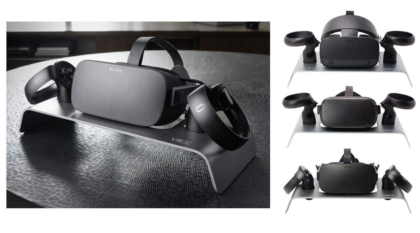 VRGE VR Stand - Aluminum Display and Organizer Stand For Oculus Rift, Oculus Rift-S and Oculus Quest Headsets and Controllers