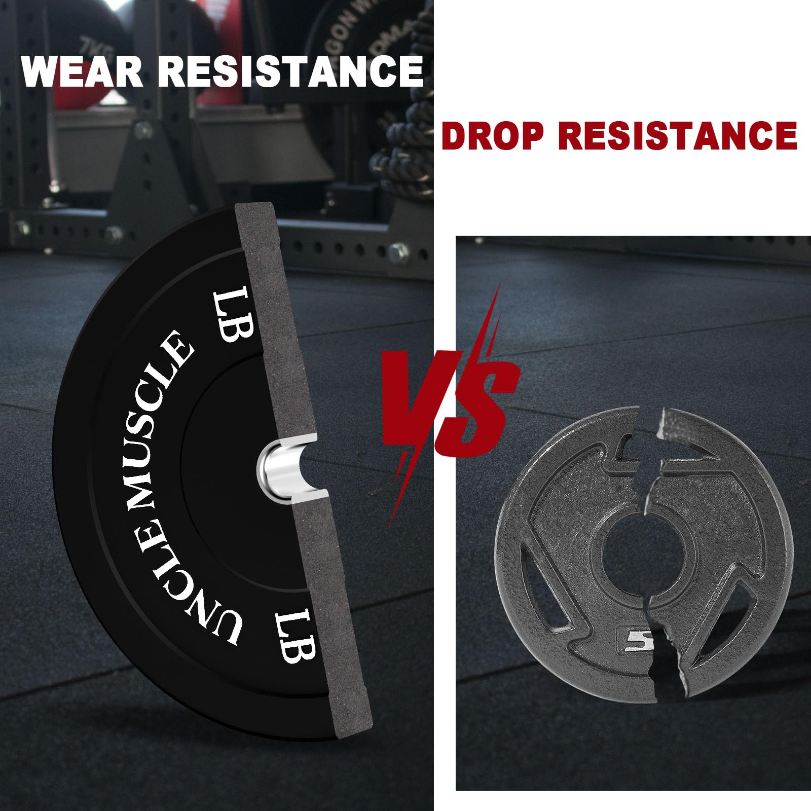 Uncle Muscle Rubber Bumper Plates Olympic Weight Powerlifting Plates for Strength Training Weight Lifting Plate Home Gym for 2 Inch Barbell