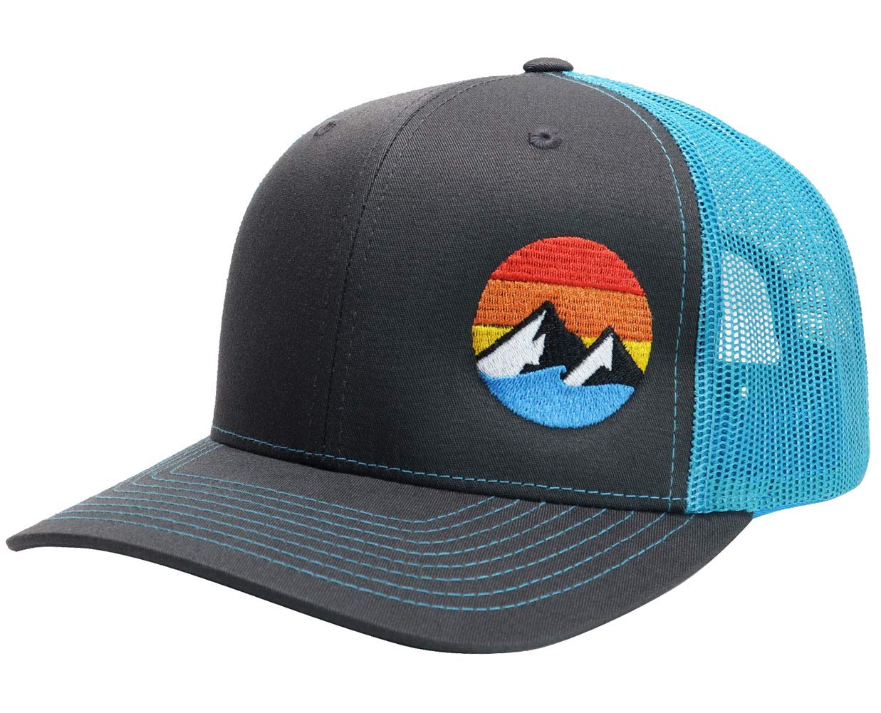 WUE Trucker Hat - Explore The Outdoors - Snapback hats for men (Dark Heather/White)