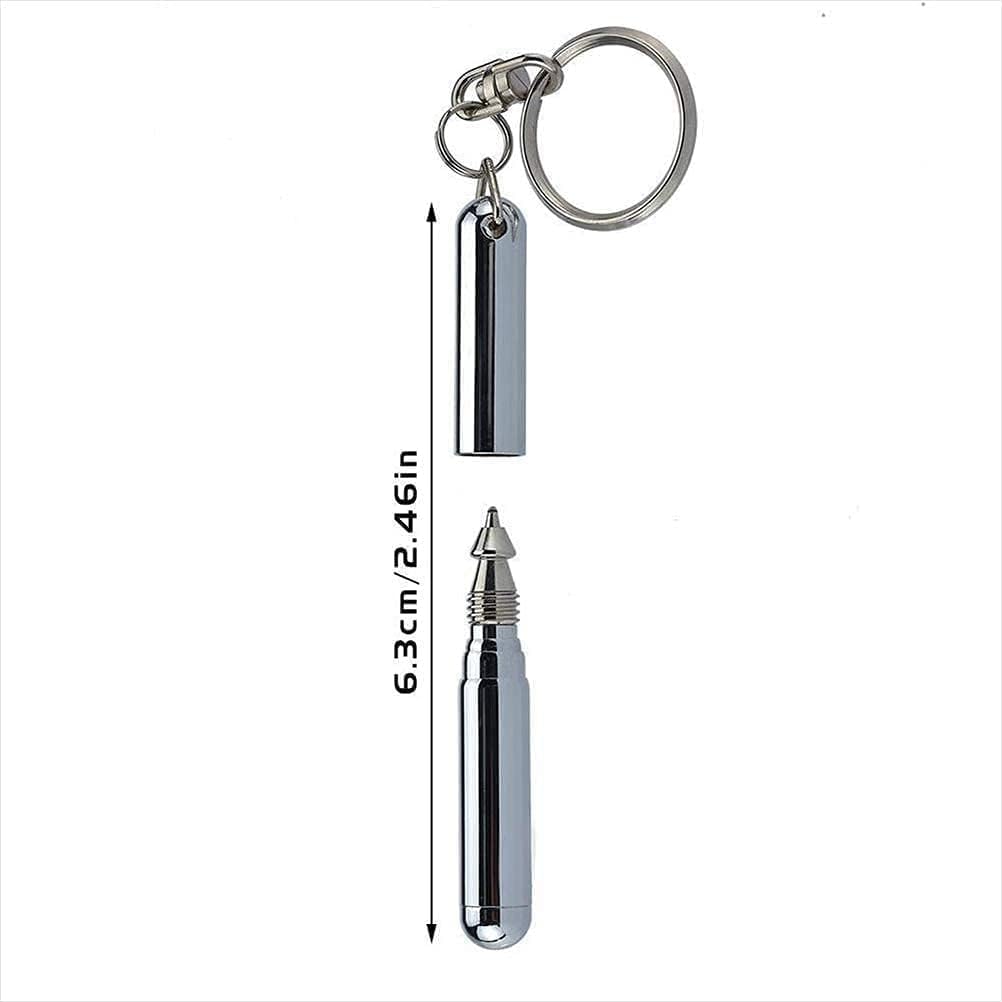 Yanxuan Stainless Steel Metal Pen, Silver Ballpoint Pen, Mini Pocket Pen for Business Gift Automobile Keychains