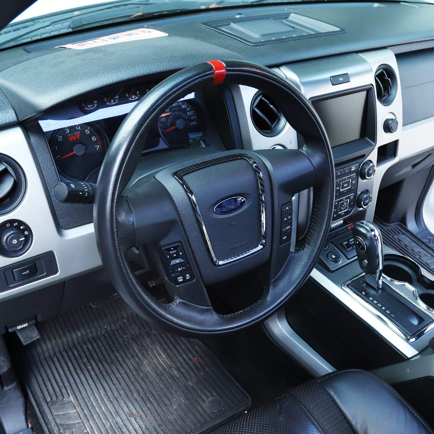 Voodonala for 2009-2014 Ford F150 ABS Carbon Fiber Steering Wheel Accessories Cover Trim, 1 pc