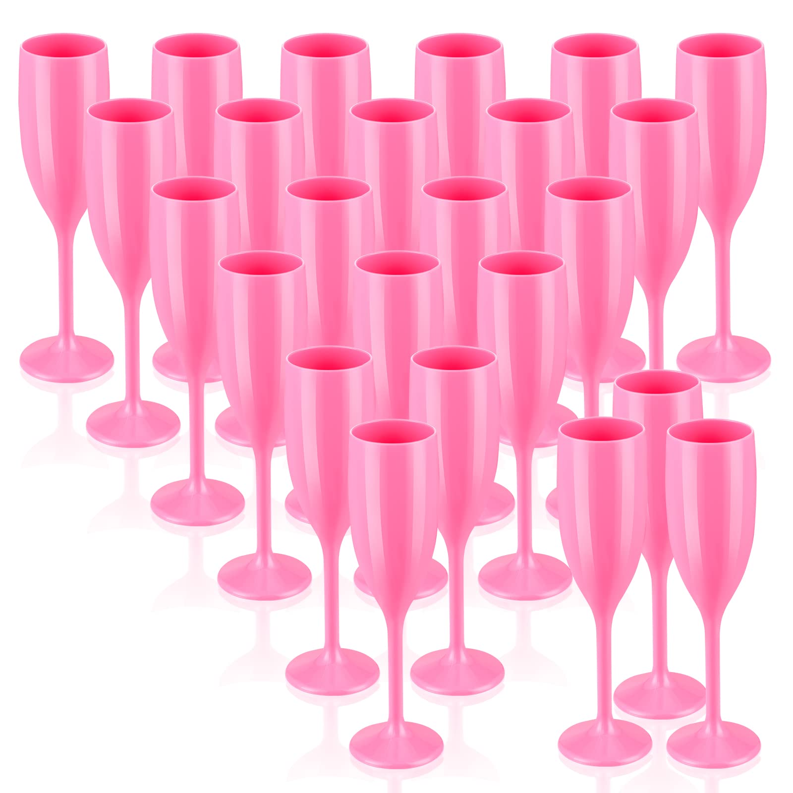 XUWAIDSGN Champagne Flute Acrylic Champagne Glasses Wedding Toasting Champagne Flute Goblet Plastic Reusable Unbreakable Champagne Cups for Bachelorette Wedding Bridal Shower Party (Pink, 24)