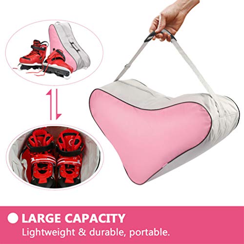VOSAREA 2PCS Ice Skate Bags Triangle Roller Skates Tote Bag Rollerskates Ice Skating Bags Roller Ski Boot Bag for Ice Skate Protective Gears Kids Adults(Pink)
