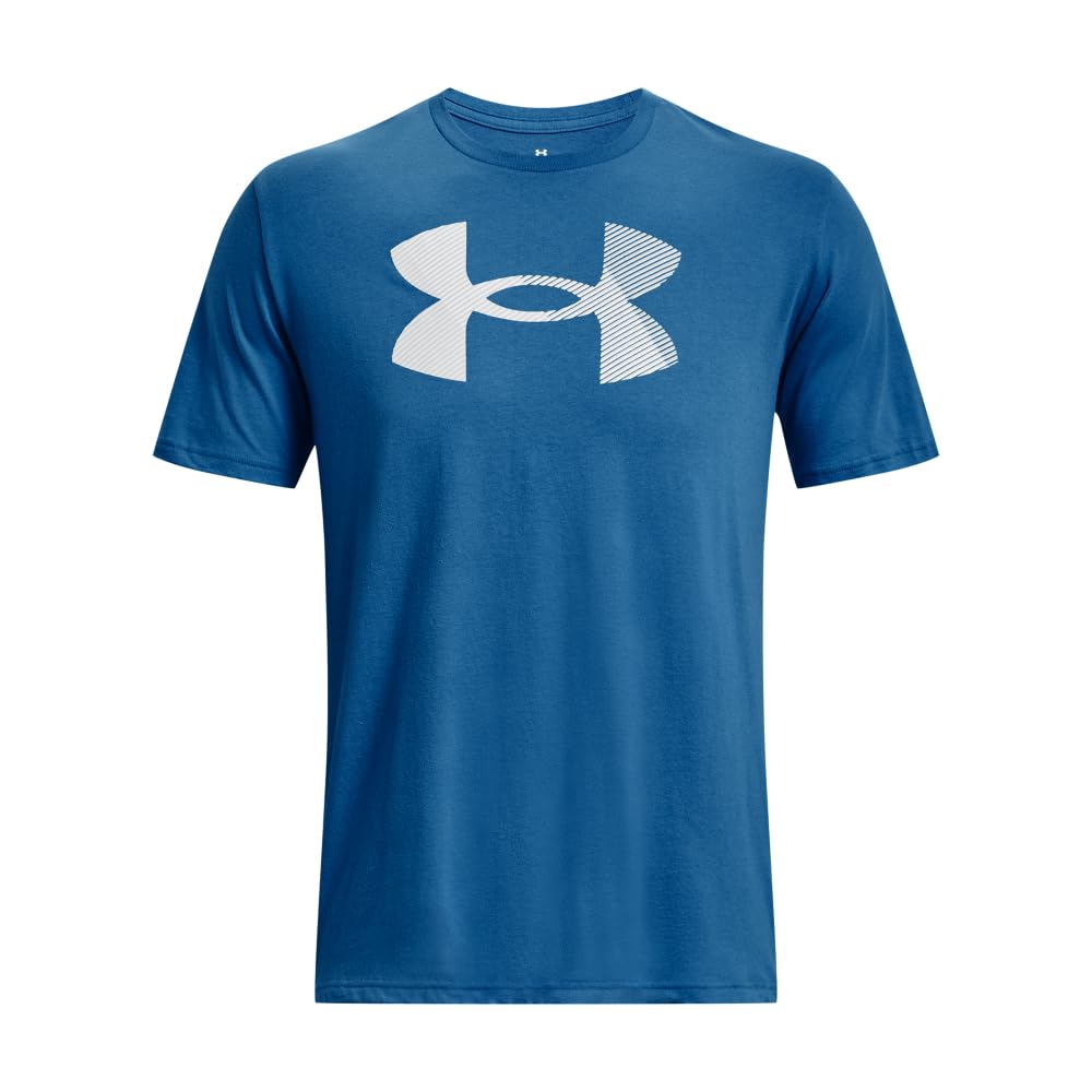 Under Armour Mens Big Logo Short Sleeve T Shirt, (466) Cosmic Blue/Mod Gray/White, Large