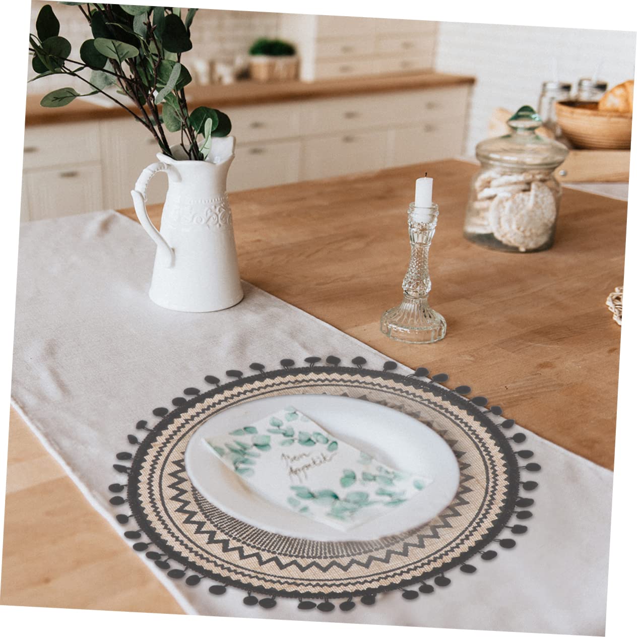 YARNOW 2pcs Vase Cushion Cup Mat Table Coasters Farmhouse Jute Table Mats Elegant Placemat Round Coaster Table Mats Round Placemat Absorbent Drink Coaster Hot Pot Dining Table Numb