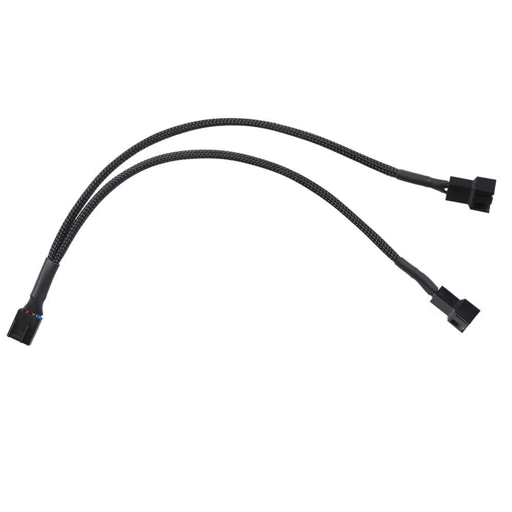 Winncon PWM Fan Splitter Cable 1 to 2 Converter, Black Case Fan Splitter Cable, Case Fan Power Duplicator Converter, Dual Case Fan Power Adapter, 10.6 inch (1 Pack)