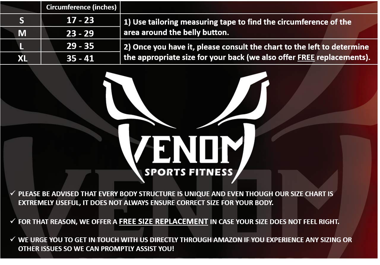 Venom Lumbar Back Brace Compression Belt - Elastic Support & Adjustable Dual Straps, Lower Back Pain, Spasm, Strain, Herniated Disc, Sciatica, Scoliosis, Disc Bulge, Lifting, Men, Women (XL)