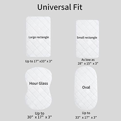 Waterproof Bassinet Mattress Cover Pack of 2, Compatible with Most Rectangle, Hourglass and Oval Bassinet Mattress, Bamboo Terry Surface, 17" x33", White