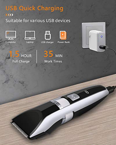 Waterproof Cordless Beard Trimmer Hair Clippers for Men,All-In-One Professional Beard Trimmer for Men with 39 Adjustable Cutting Lengths, Hair Trimmer with Lithium Battery, USB Charge(Sliver)